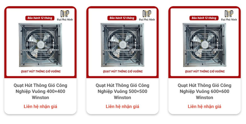 Quạt hút công nghiệp Winston và quạt trần công nghiệp HVLS Đại Phú Minh